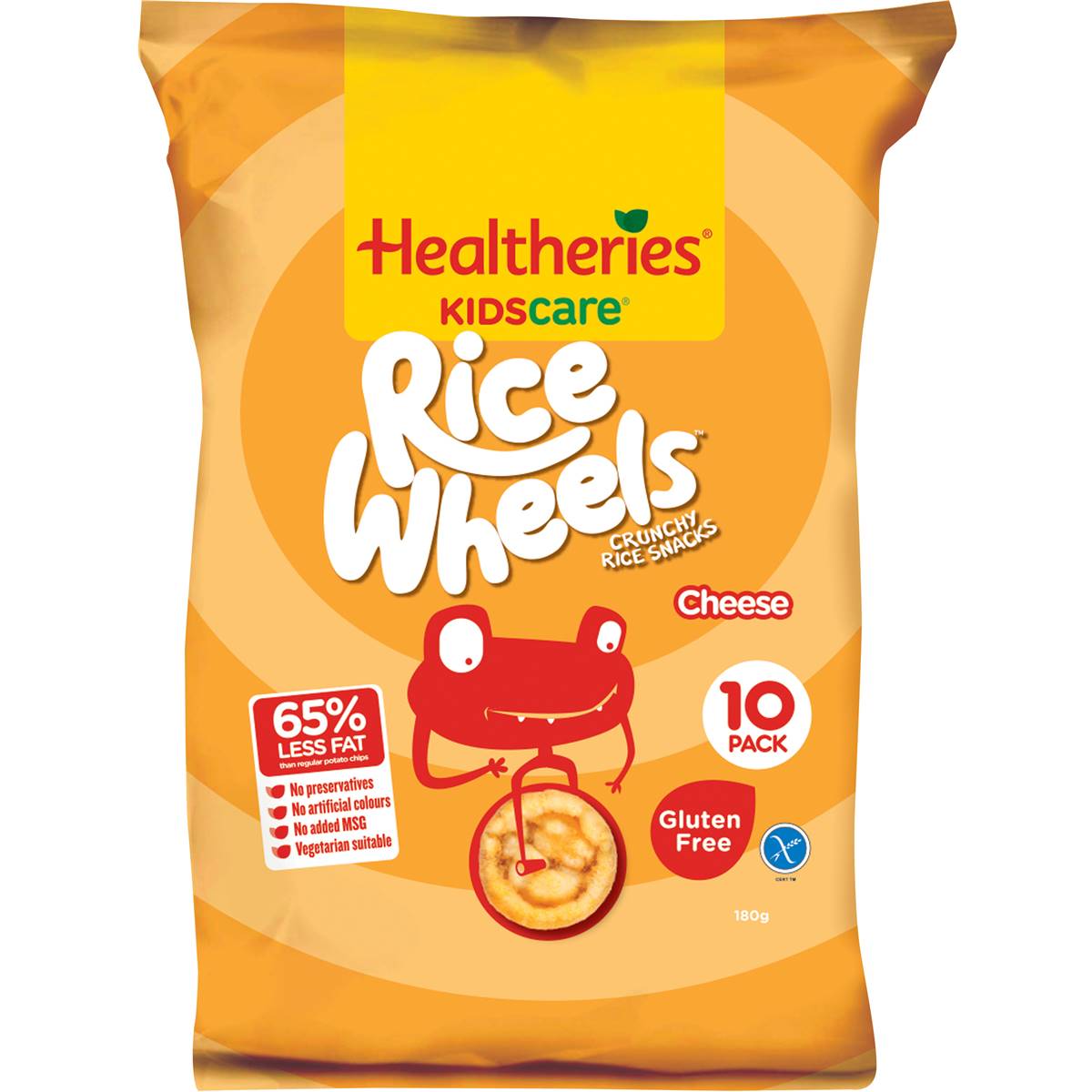 Healtheries Kidscare Rice Snacks Wheels Cheese 10pk 180g | Woolworths