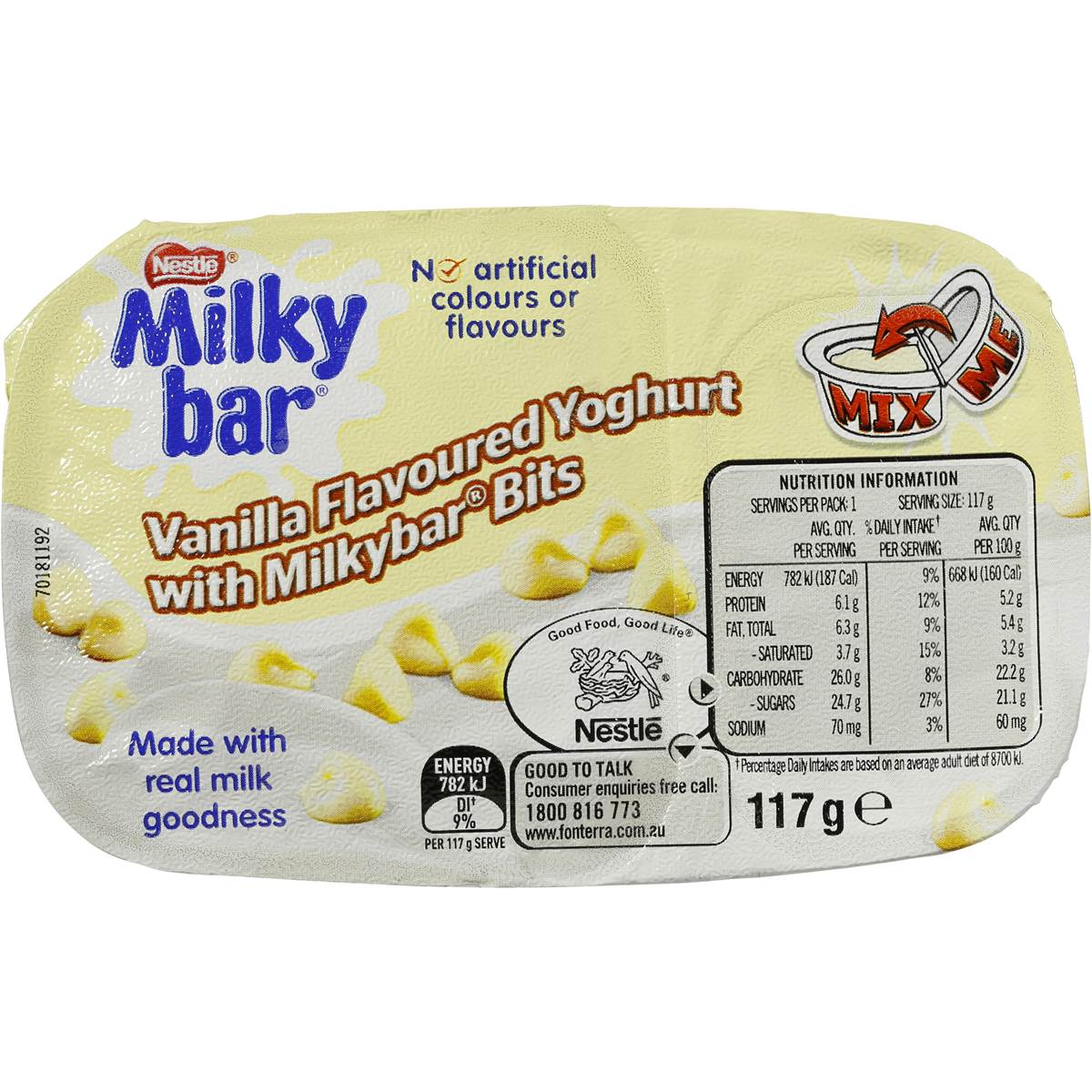 Munch Split Vanilla Yoghurt Milky Bar Bits 118g | Woolworths